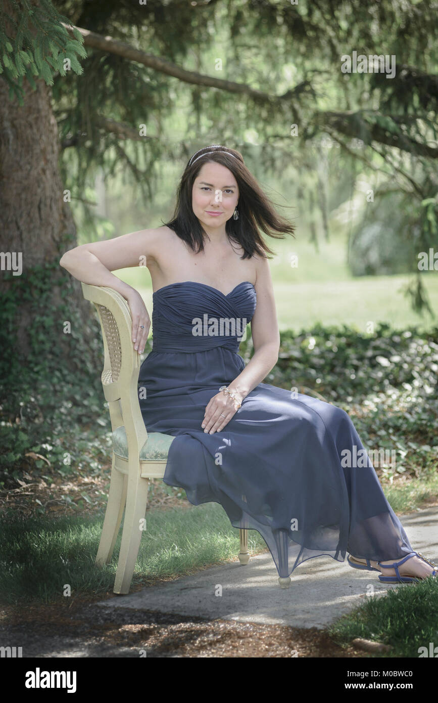 Woman Outdoors in formal gown Stock Photo - Alamy