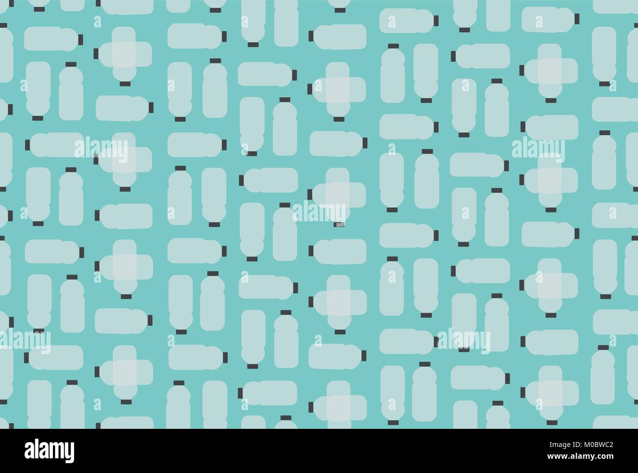 Seamless Pattern: Plastic Bottles on Light Blue Background Stock Vector ...