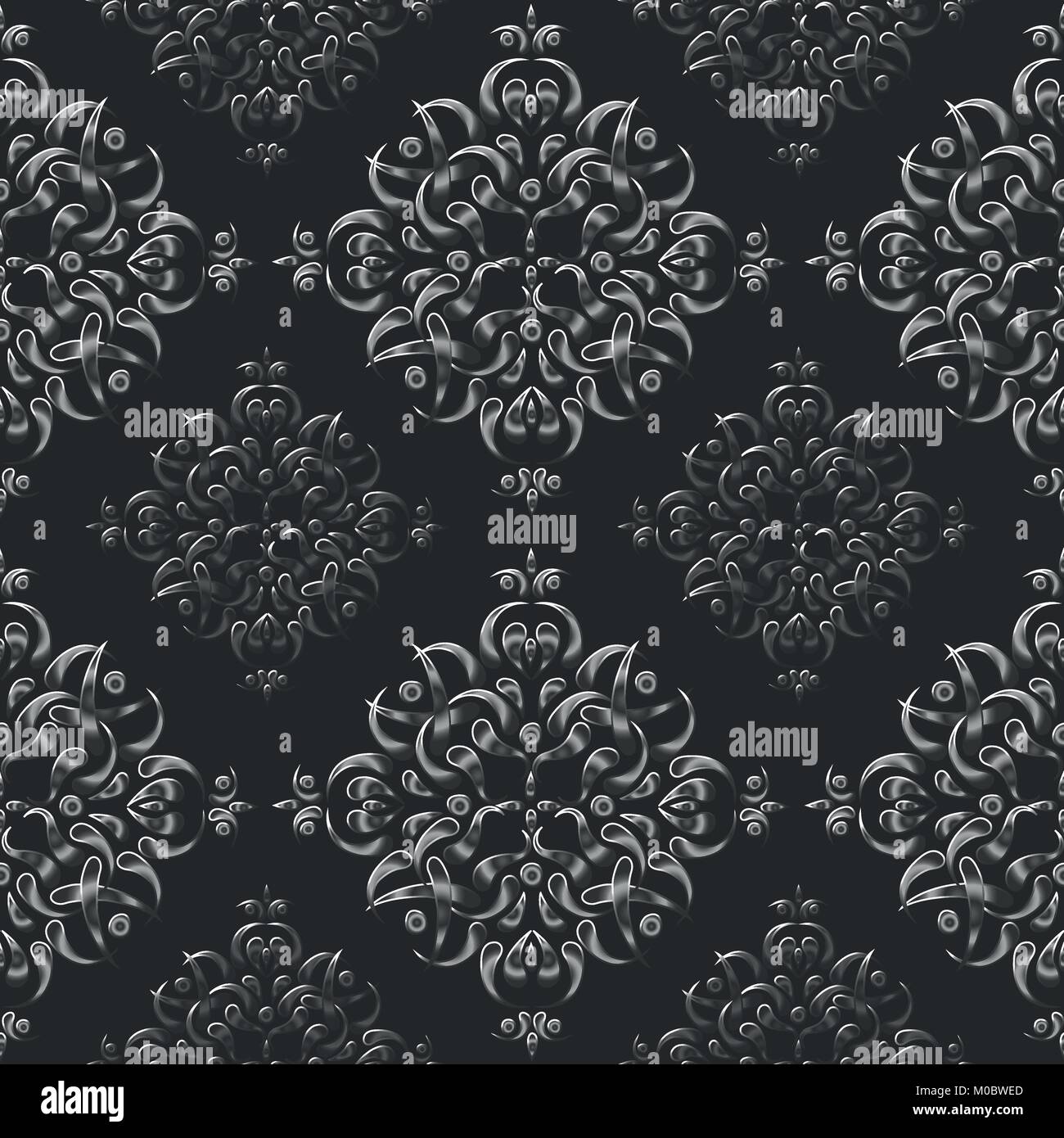 Vector Illustration: Silver Ornamental Seamless Pattern Stock Vector ...