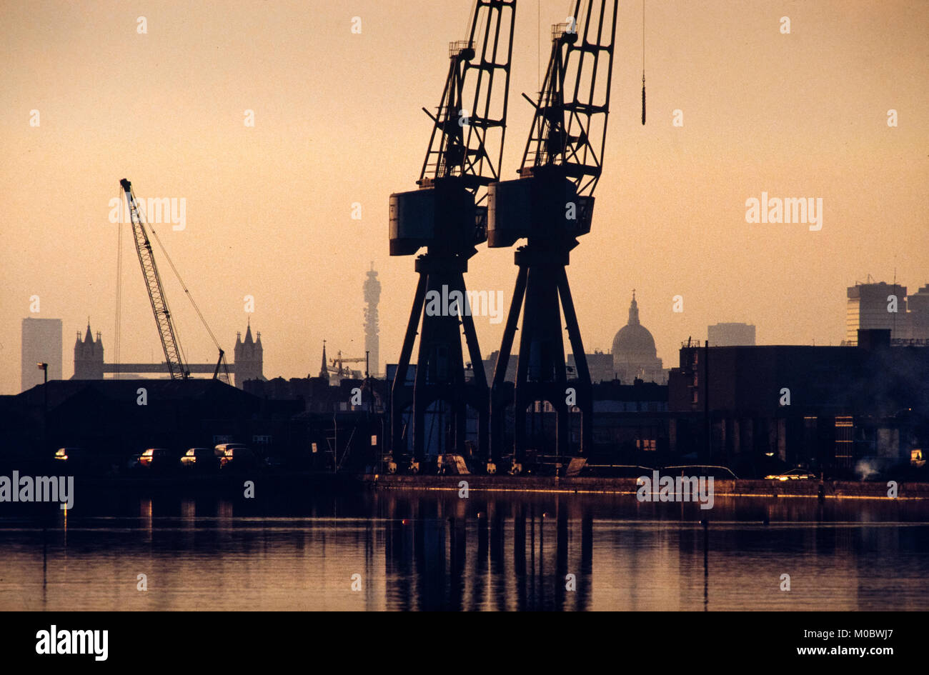 London viewed from the Docklands area of east London. 1990 Stock Photo ...