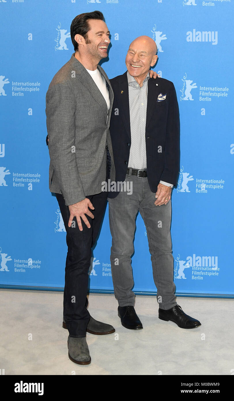 Hugh Jackman & Patrick Stewart attend a photocall for Logan during the ...