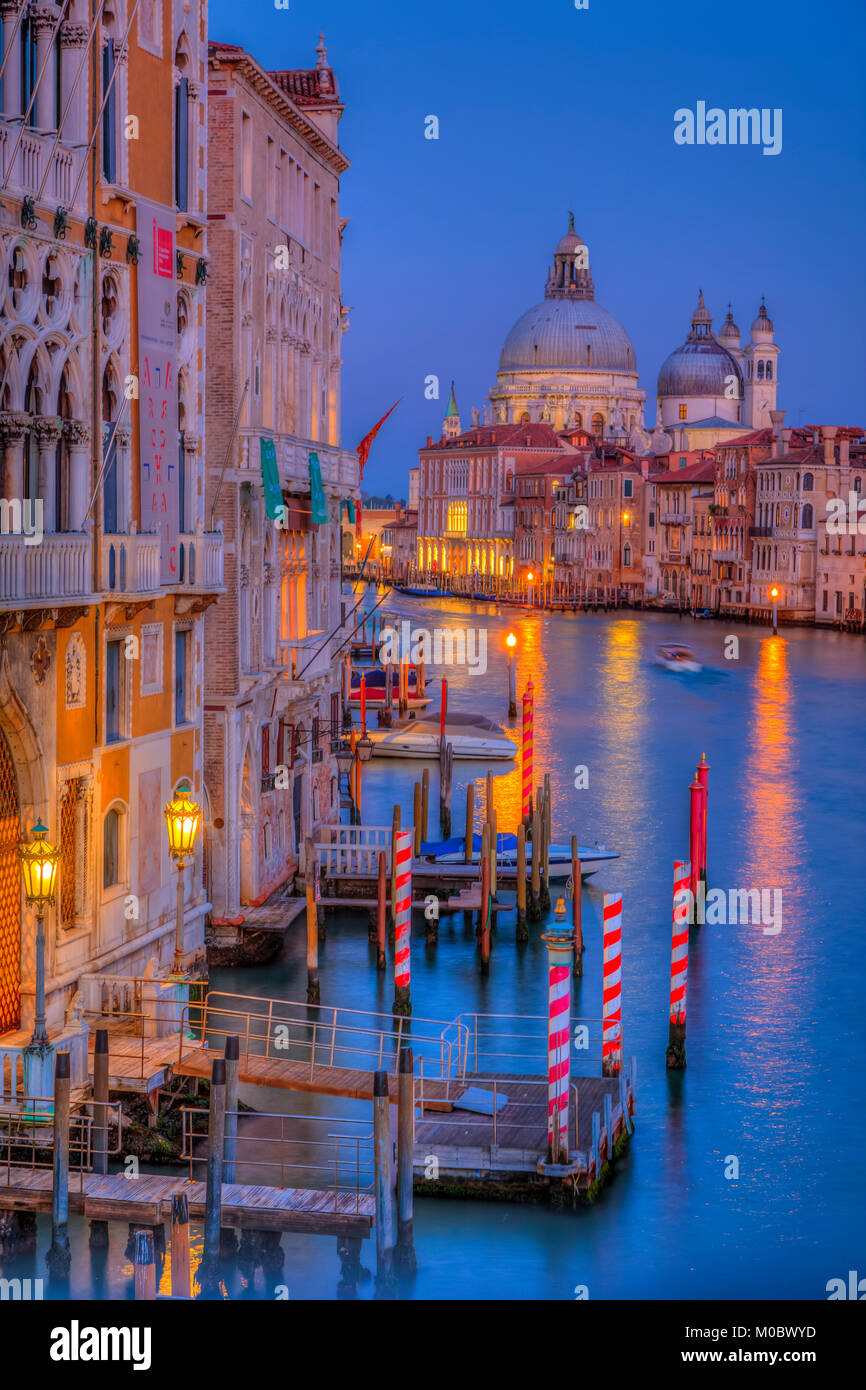 An evening view of the Grand Canal, Veneto, Venice, Italy, Europe Stock ...