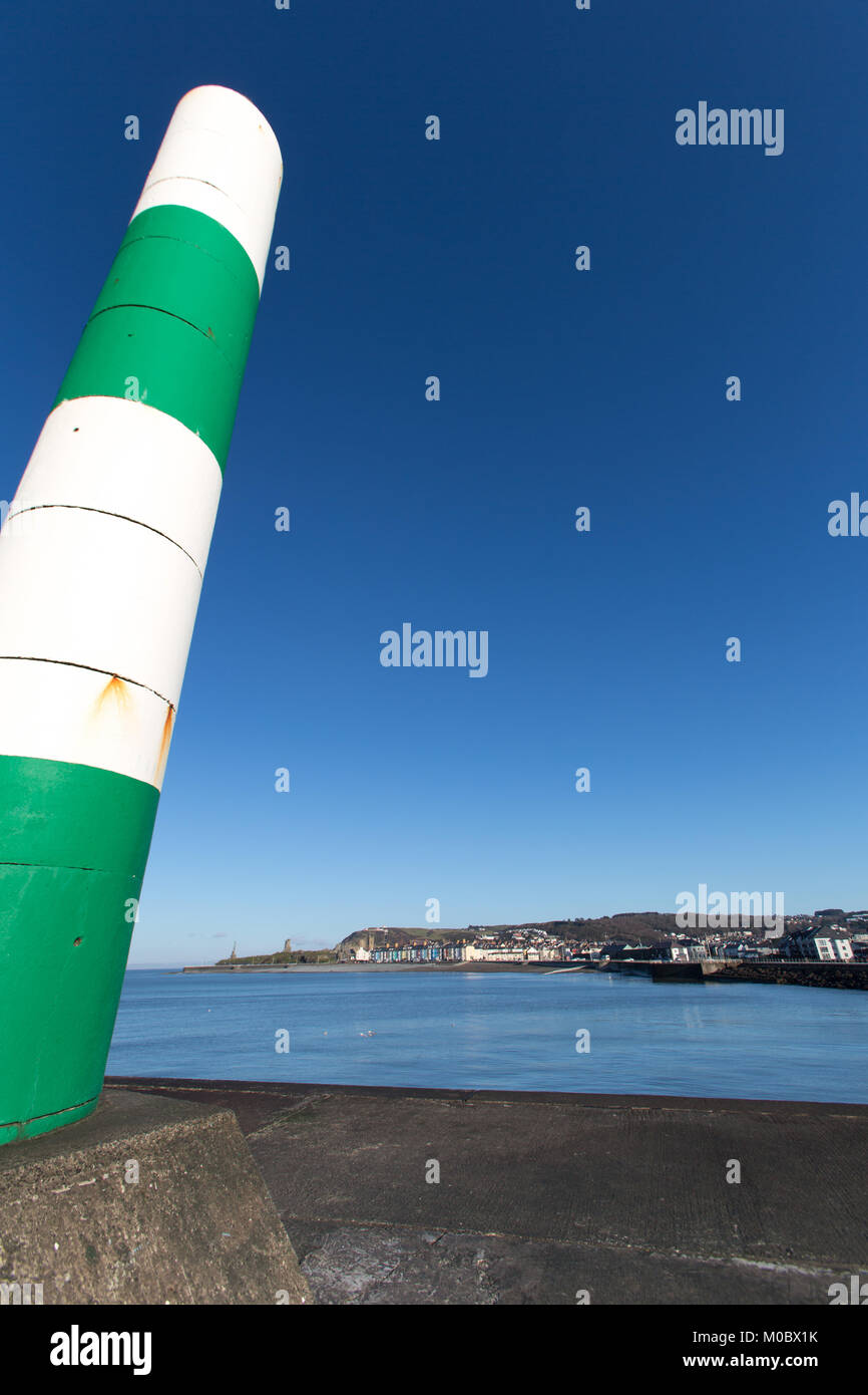Town of Aberystwyth, Wales. Picturesque view the green and white ...