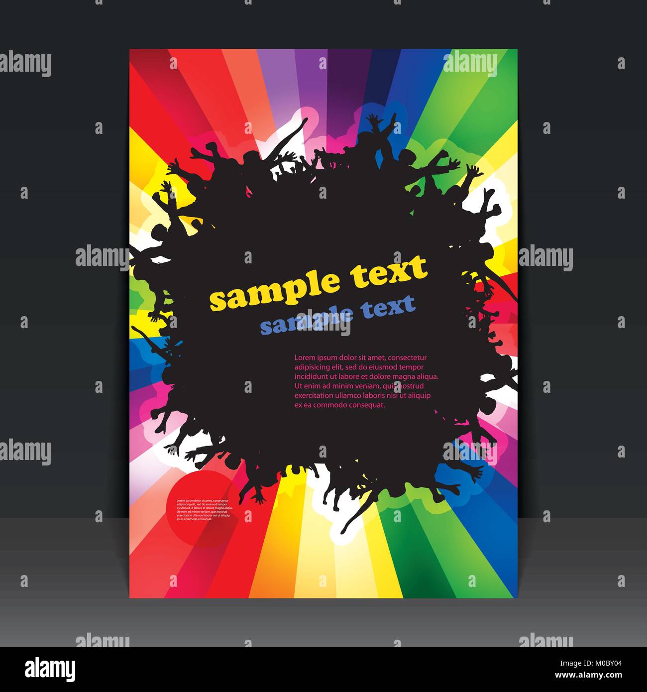 Colorful Party Flyer or Cover with Crowd in the Dark, Dancing People's ...