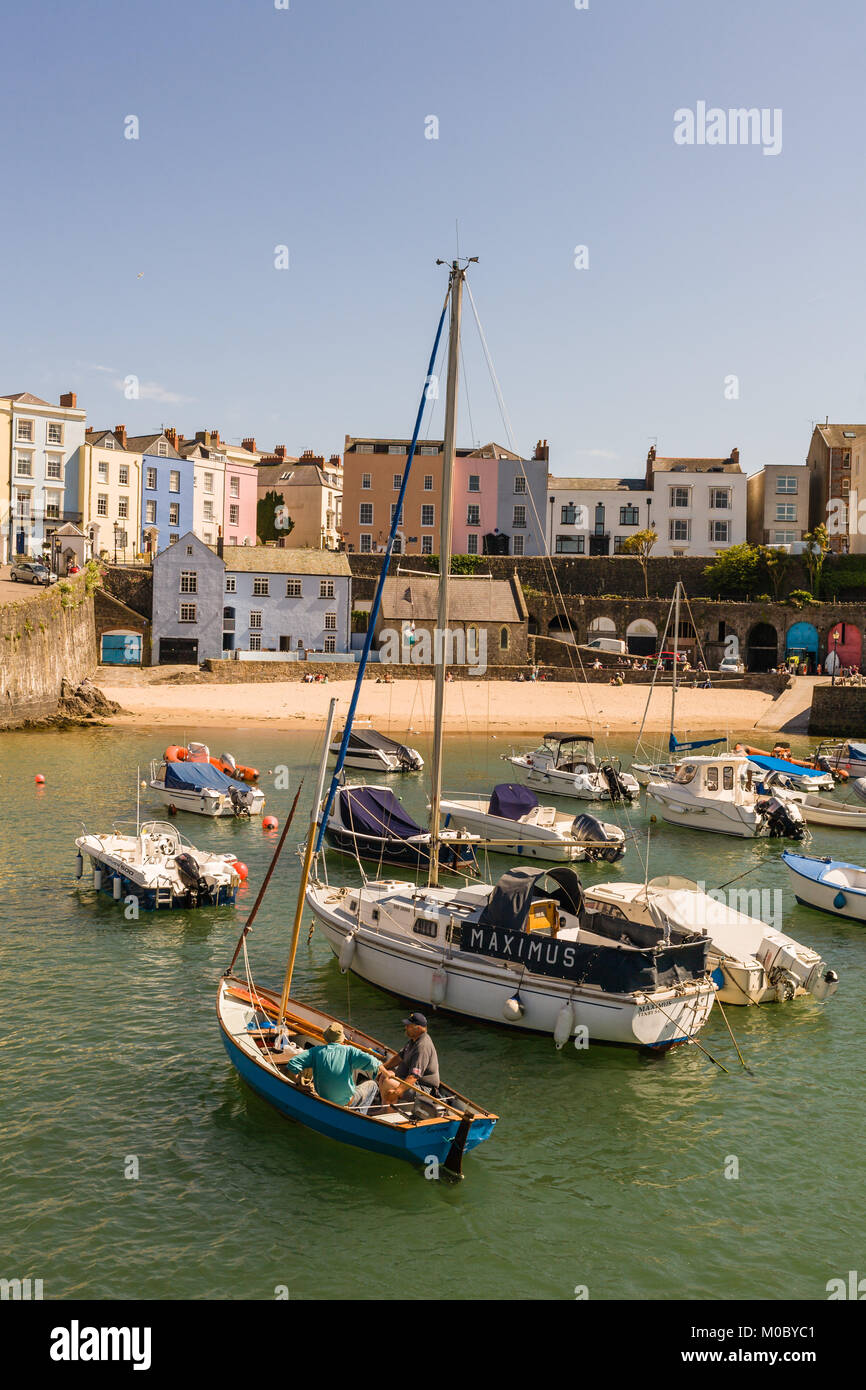 Multi-Coloured Houses Overlooking Tenby Harbour, Tenby, Pembrokeshire ...