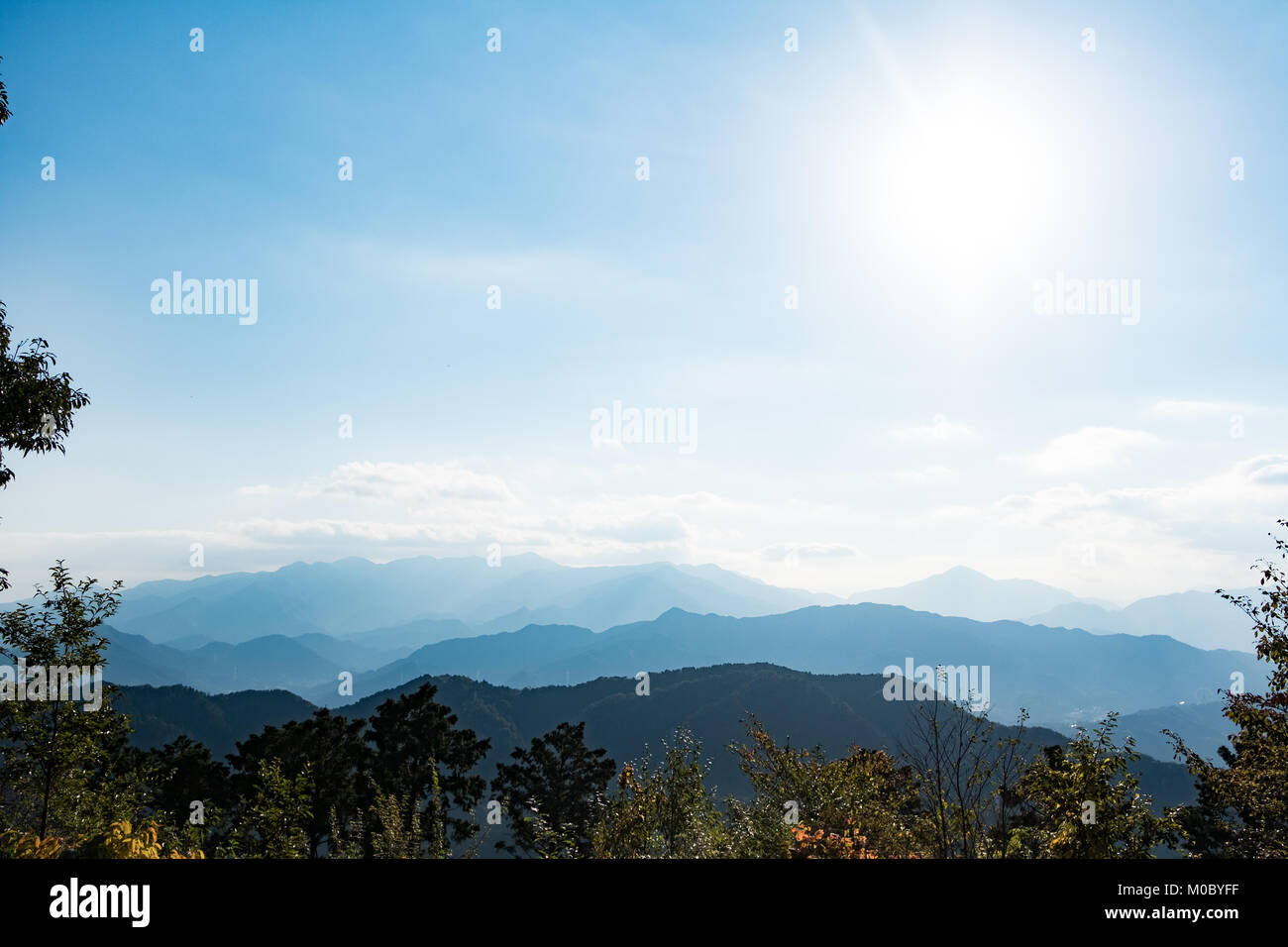 The summit of Mount Takao, Japan, a short ride from the centre of Tokyo ...