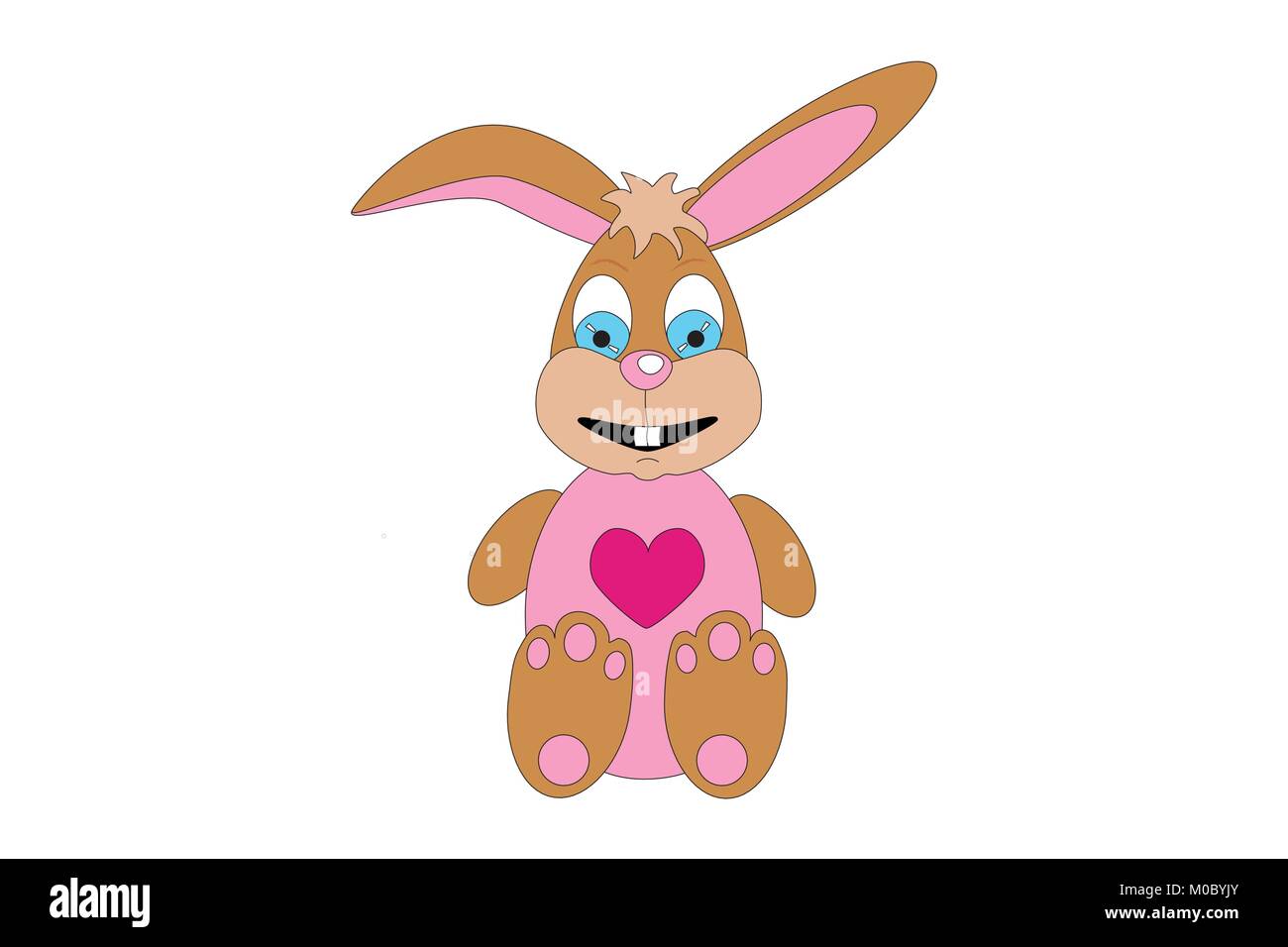 Illustration of sitting easter bunny girl with pink coloured easter egg ...