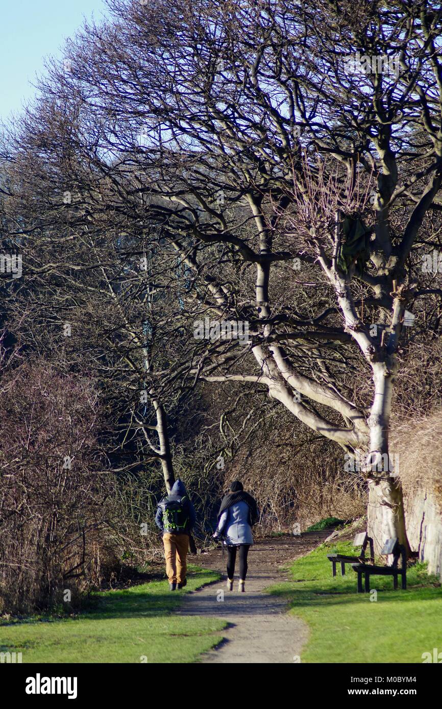 Couple on a Nature Walk along the Bankside Path of the River Don ...