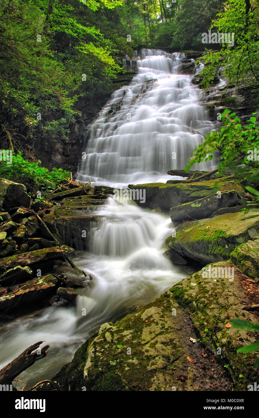 Beautiful Waterfall flowing over rocks in New River Gorge West Virginia ...