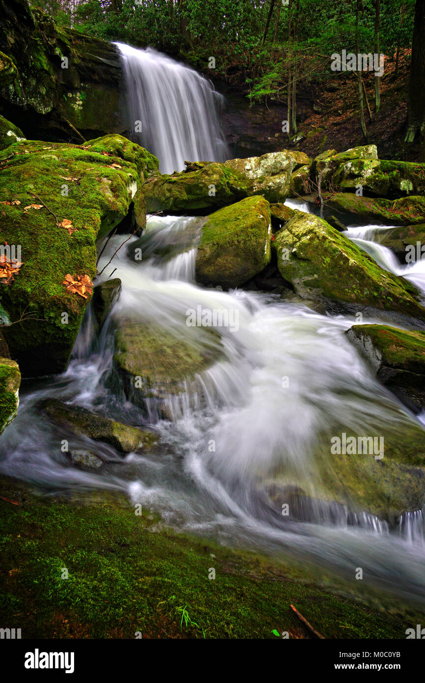 Beautiful Waterfall flowing over rocks in New River Gorge West Virginia ...