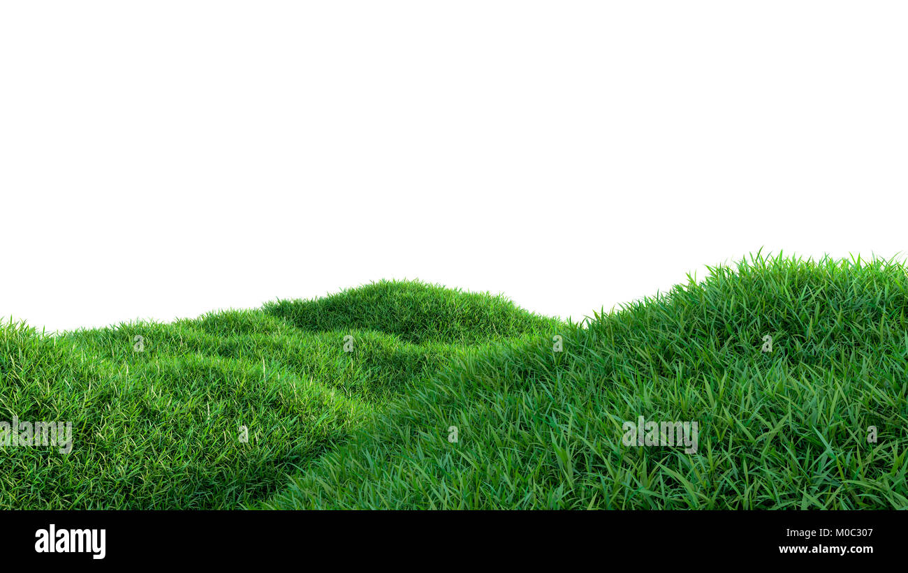 Green grass field on small hills, isolated Stock Photo - Alamy