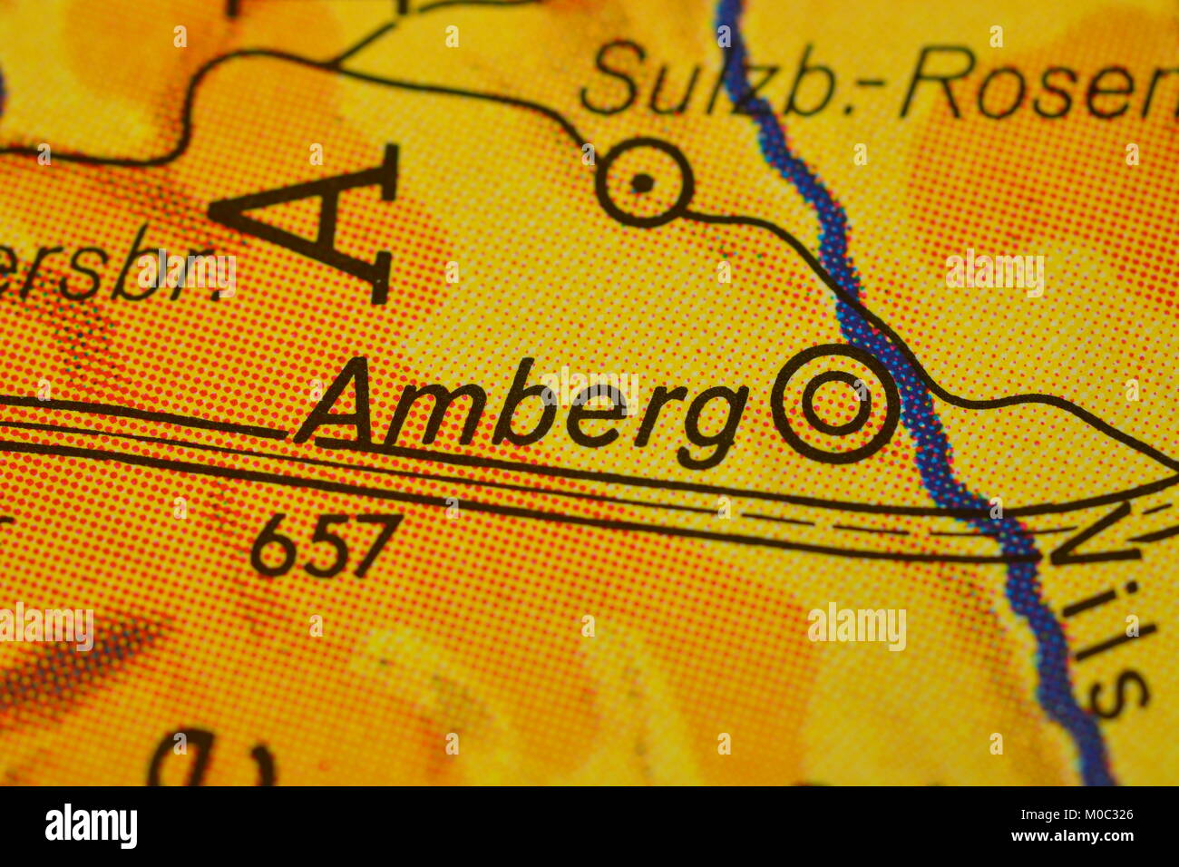 City name on the map Stock Photo - Alamy