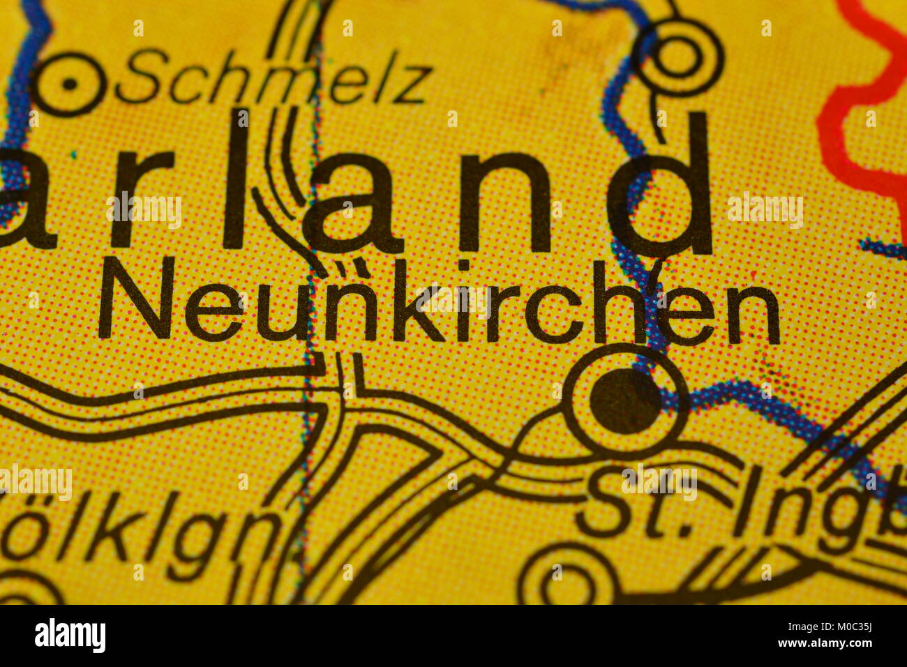 City name on the map Stock Photo - Alamy