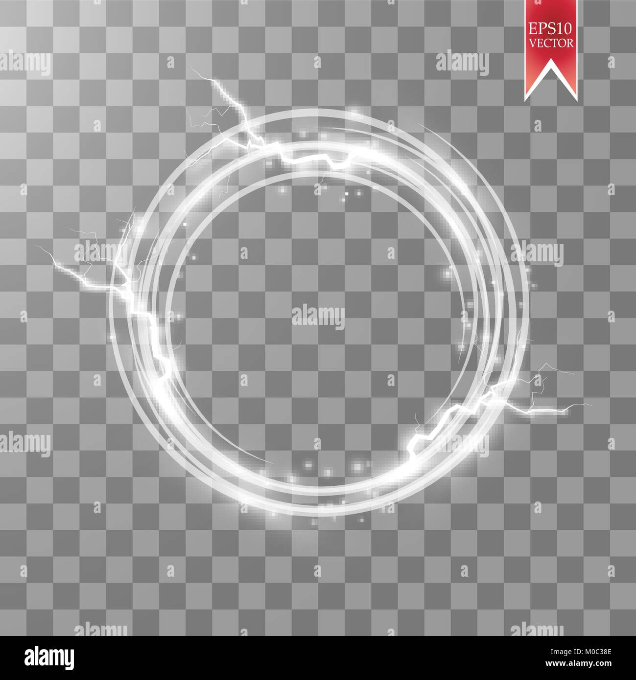 Glow round frame with electricity and lightning and many shine ...
