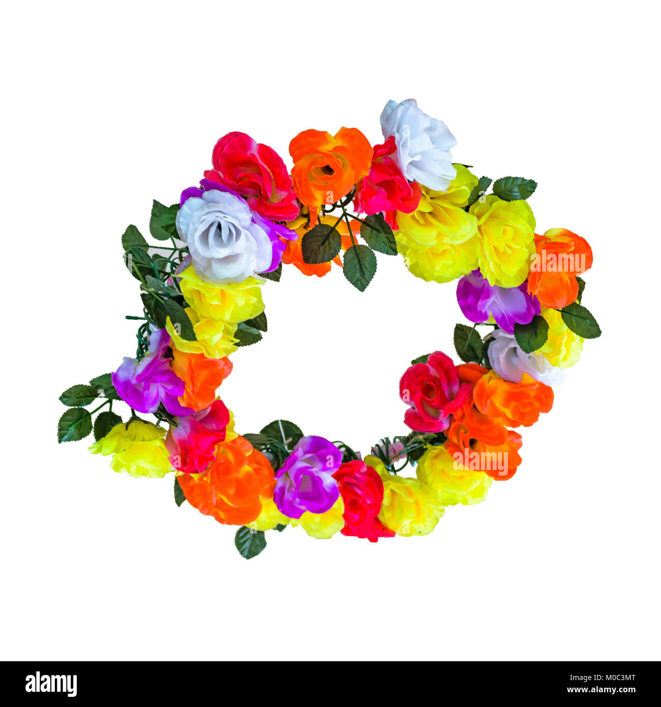 Low angle shot of colored wreath isolated on white background Stock ...