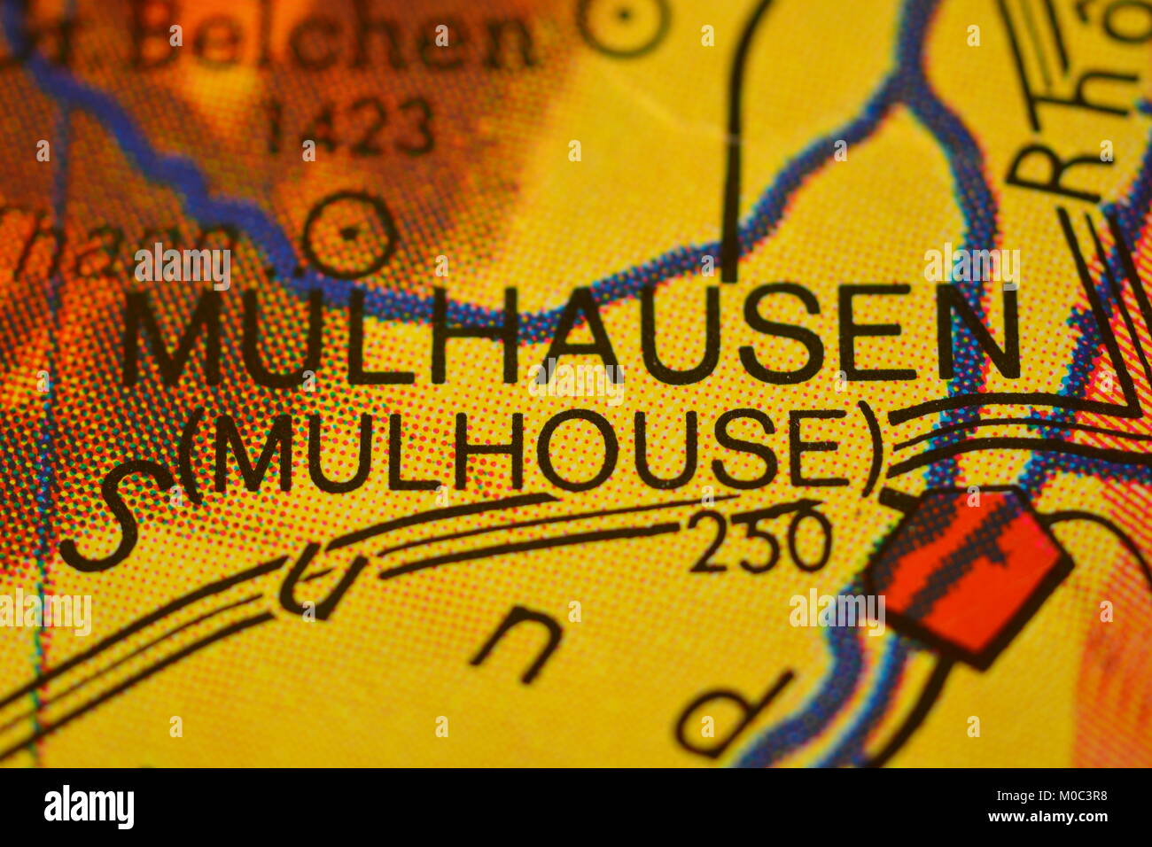 City name on the map Stock Photo - Alamy