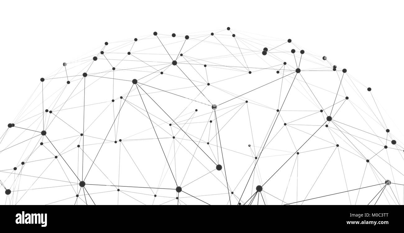 Sphere with Connected Lines and Dots Stock Photo - Alamy