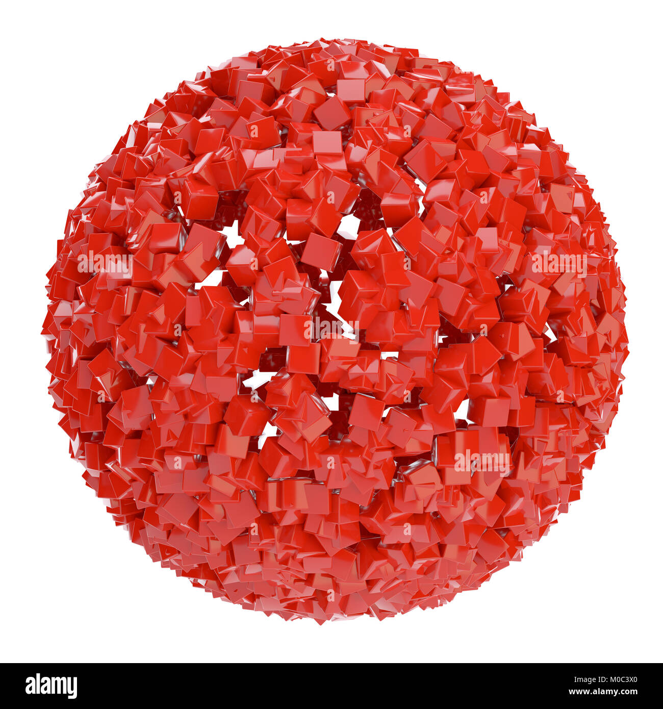 3D red abstract sphere of small cubes Stock Photo - Alamy