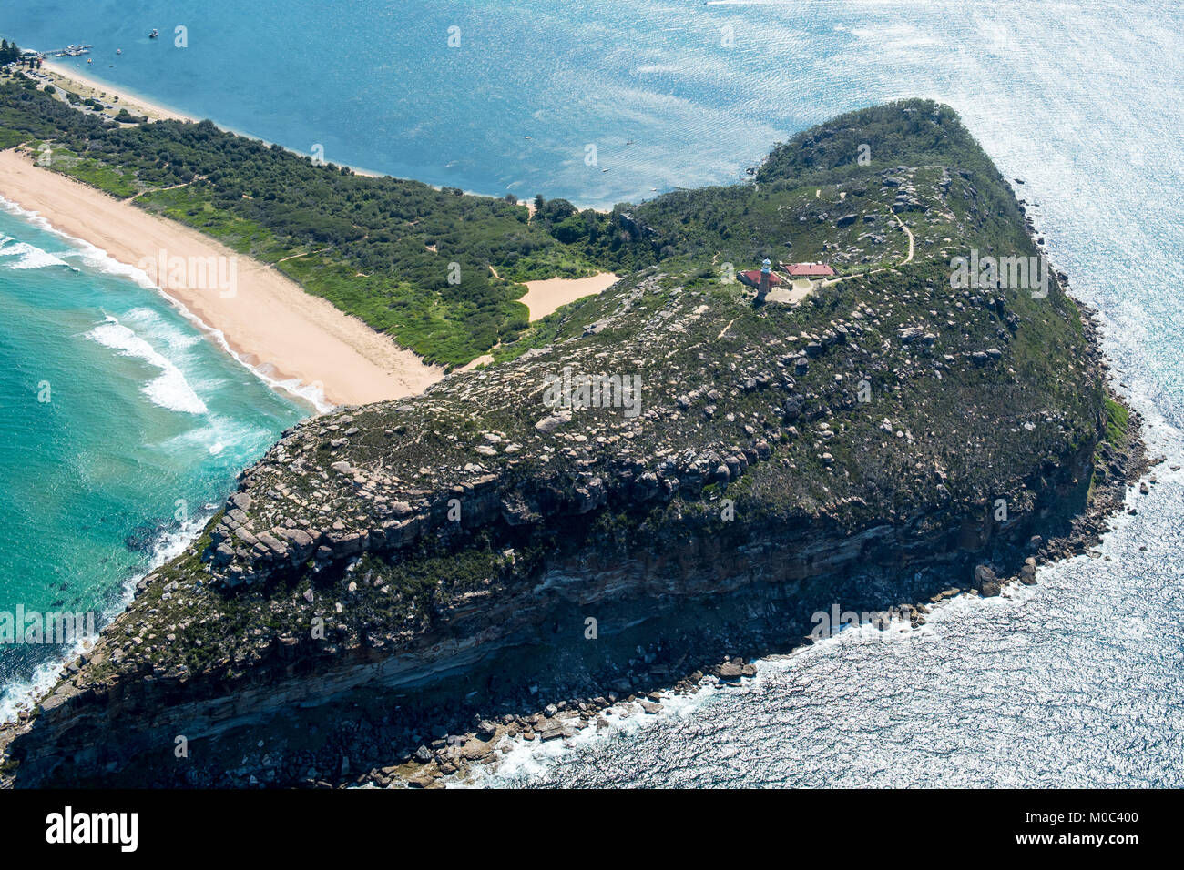 Aerial view of Barrenjoey Headland at Palm Beach on Sydney's Northern ...