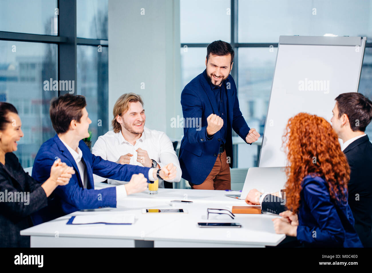 boss leader coaching in office. On job training. Business and Education ...