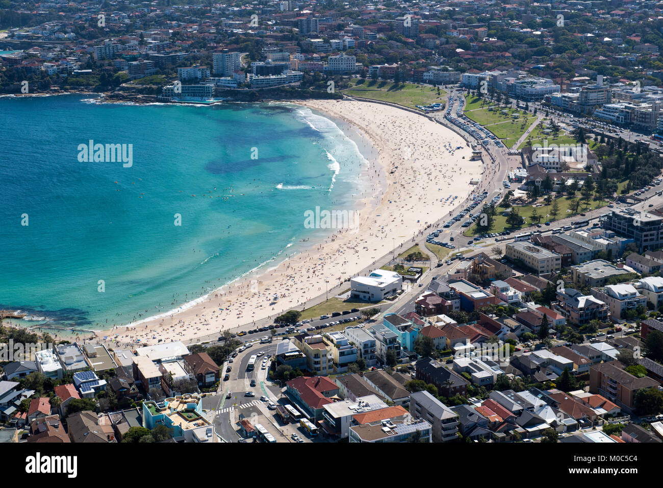 Aerial view showing Bondi Beach in New South Wales, Australia Stock ...