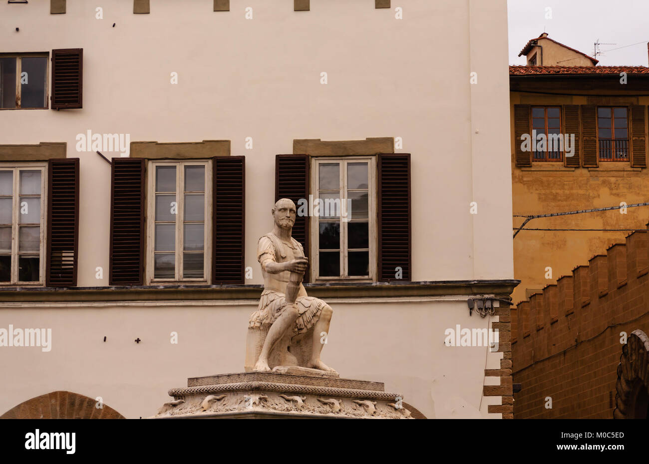Ancient Statue of Conquistador in Tuscany Italy Stock Photo - Alamy