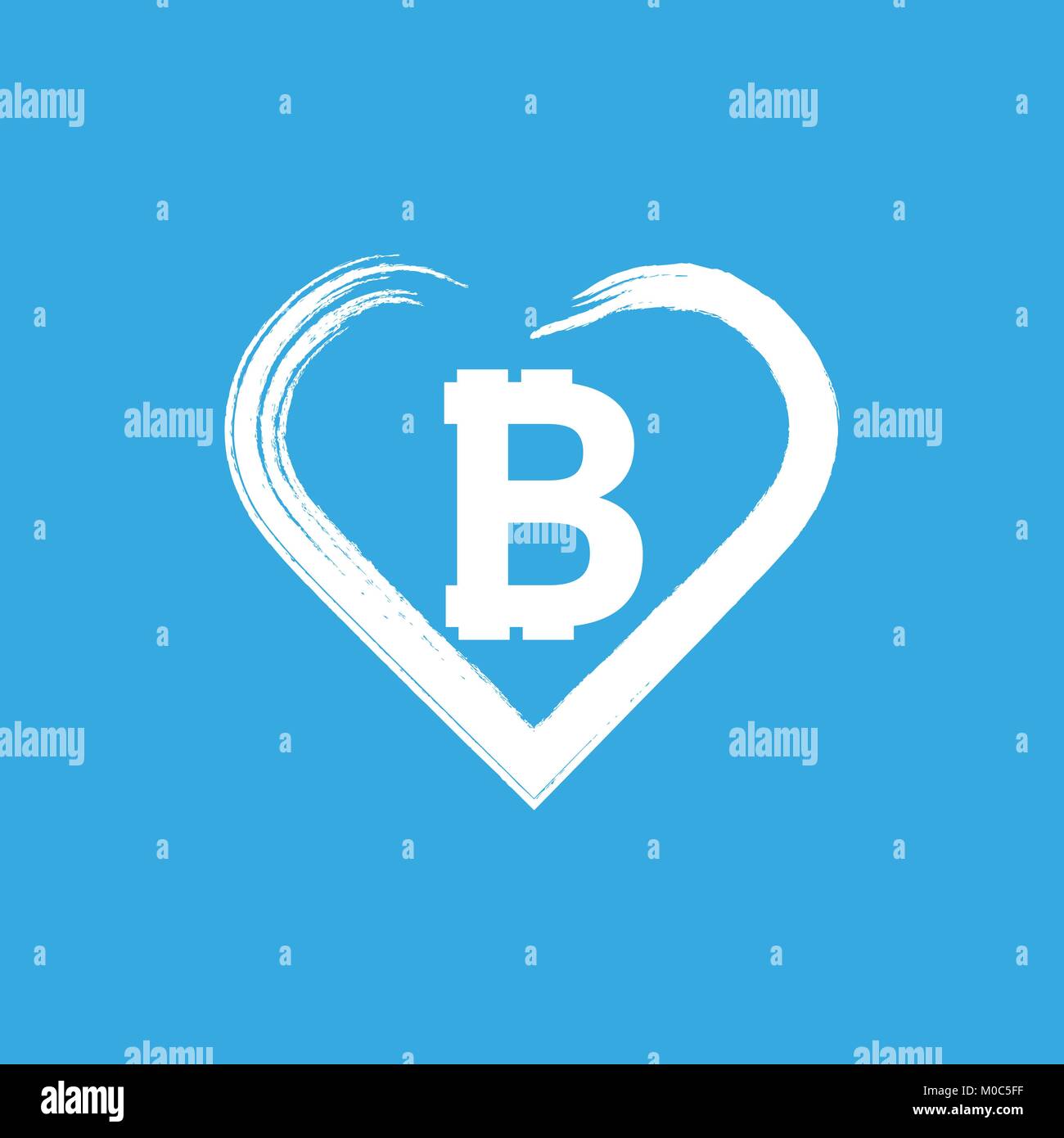 Illustration of a long shadow heart with a bitcoin sign Stock Vector ...