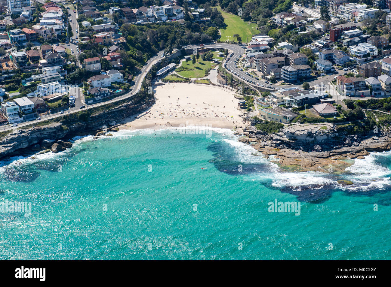 Aerial view showing Tamarama Beach in New South Wales, Australia Stock ...