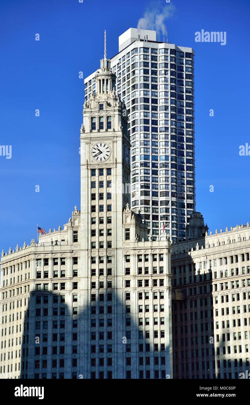 The white terra-cotta clad Wrigley Building along the north shore of ...
