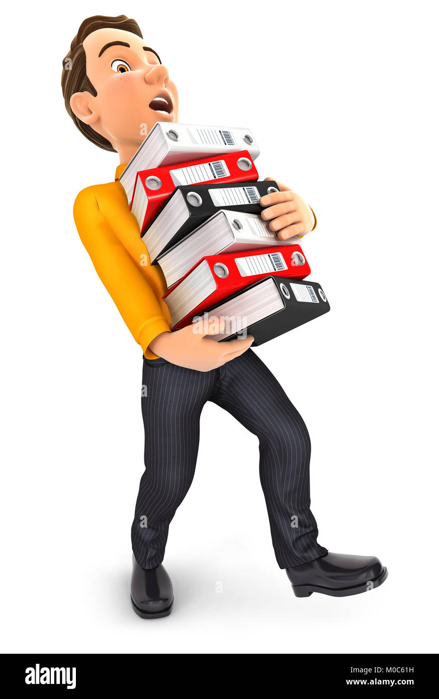 3d man overworked, illustration with isolated white background Stock ...