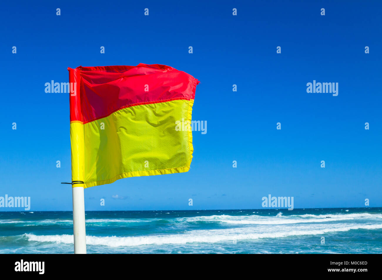 Beach ocean lifeguard swimming beacon flags for public safety Stock ...