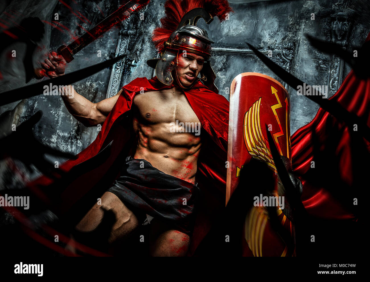 Roman warrior attacking his enemies Stock Photo - Alamy