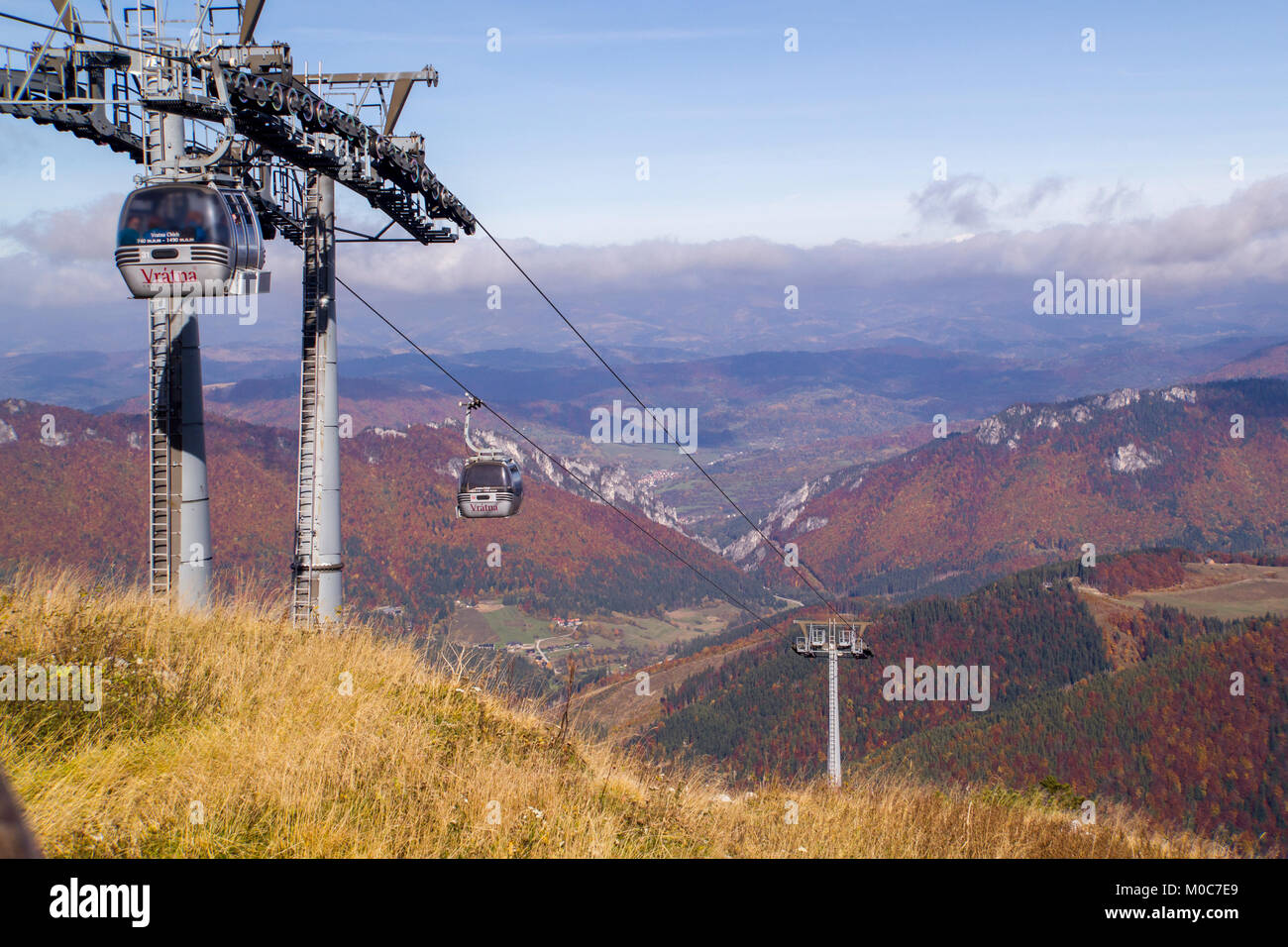 Cableway in the Vratna on the hill Chleb.The ski resort Vrátna is ...