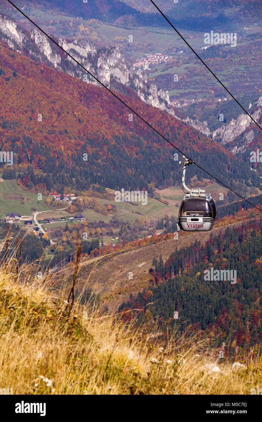 Cableway in the Vratna on the hill Chleb.The ski resort Vrátna is ...