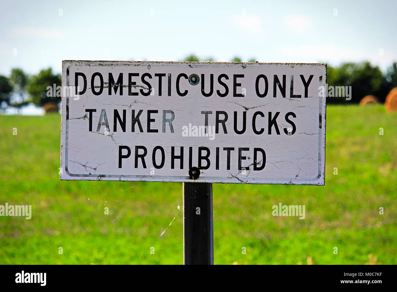 Domestic Use Only Tanker Trucks Prohibited sign Stock Photo - Alamy