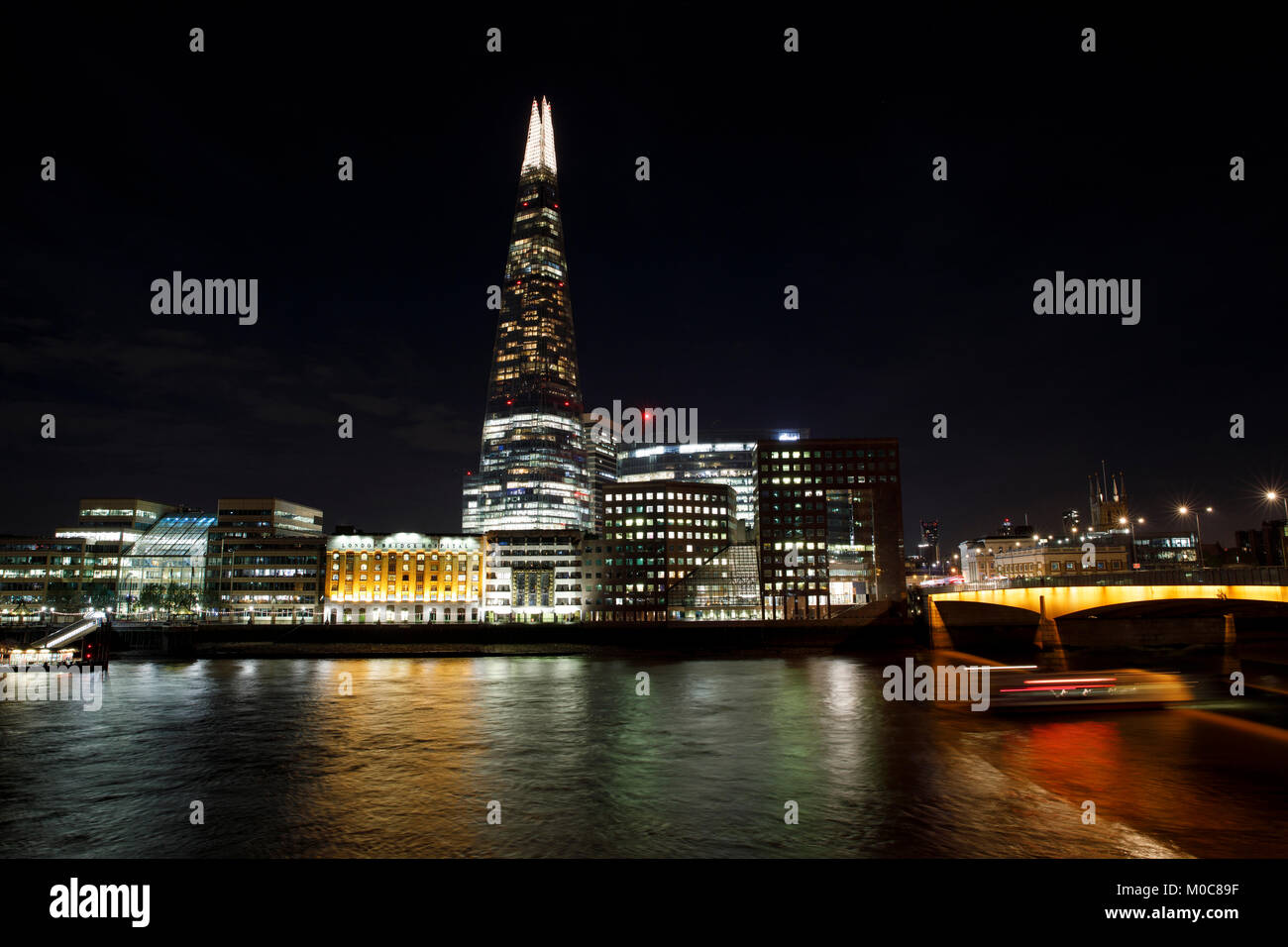 The Shard & London Bridge at night Stock Photo - Alamy