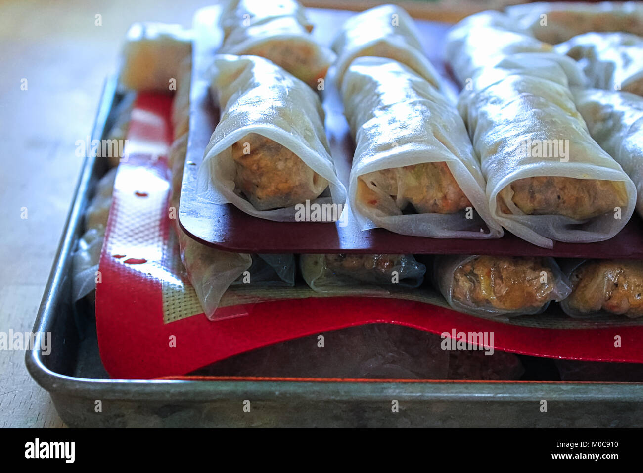Layers of gluten free spring rolls made at home Stock Photo - Alamy