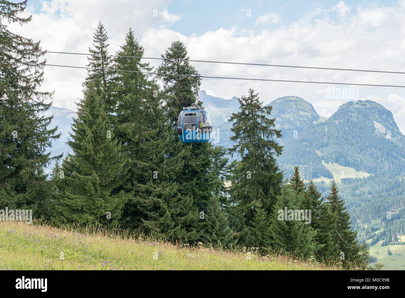 Gondola of a cable car in the Bavarian region Algae, Germany Stock ...