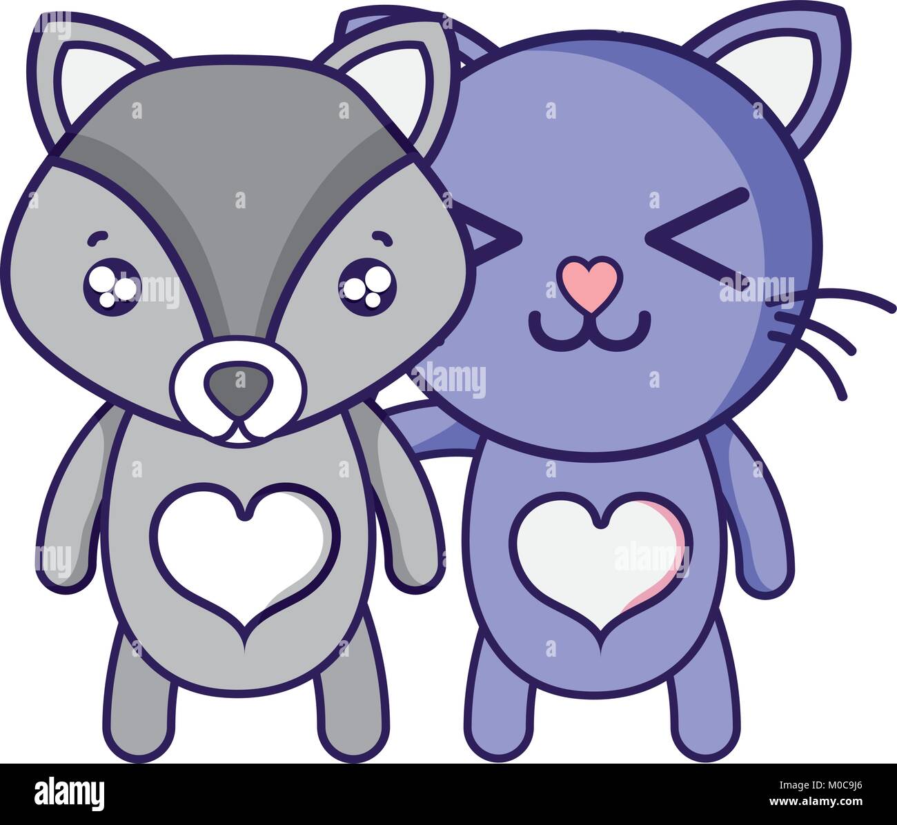 fox and cat cute animal friends Stock Vector Image & Art - Alamy