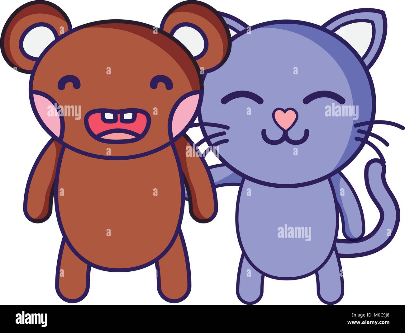 bear and cat cute animals friends Stock Vector Image & Art - Alamy