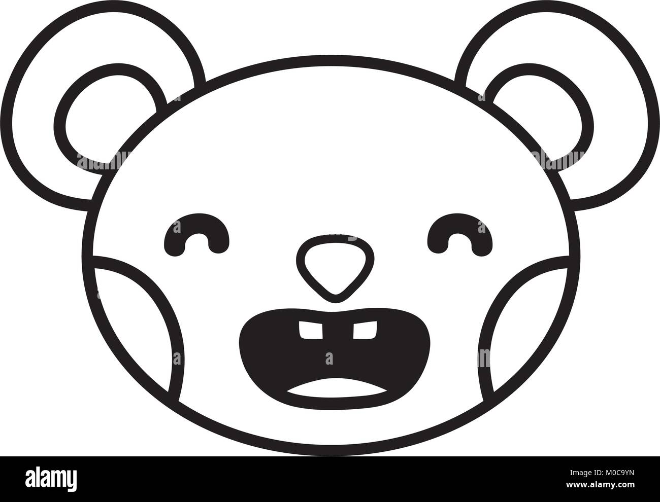 line smile bear head cute animal Stock Vector Image & Art - Alamy