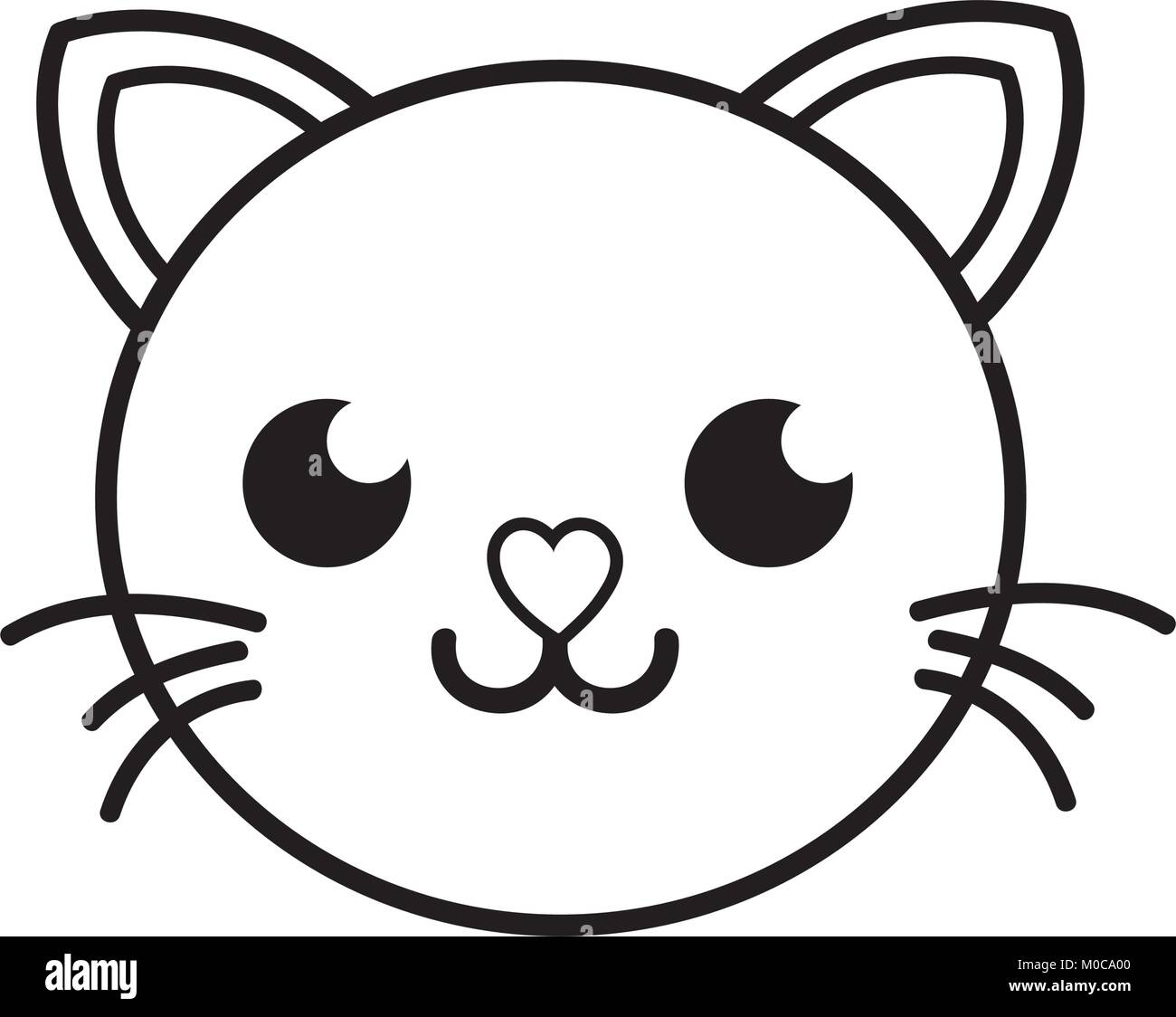 line happy cat head cute animal Stock Vector Image & Art - Alamy