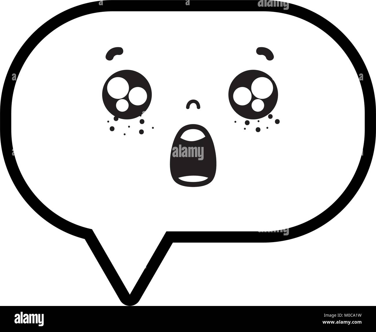 line surprised chat bubble kawaii cartoon Stock Vector Image & Art - Alamy