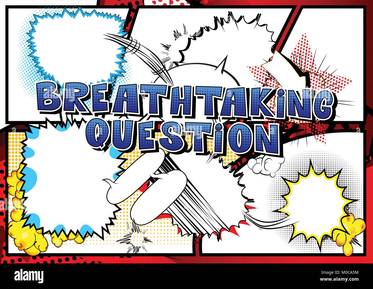 Breathtaking Question - Comic book style word on abstract background ...
