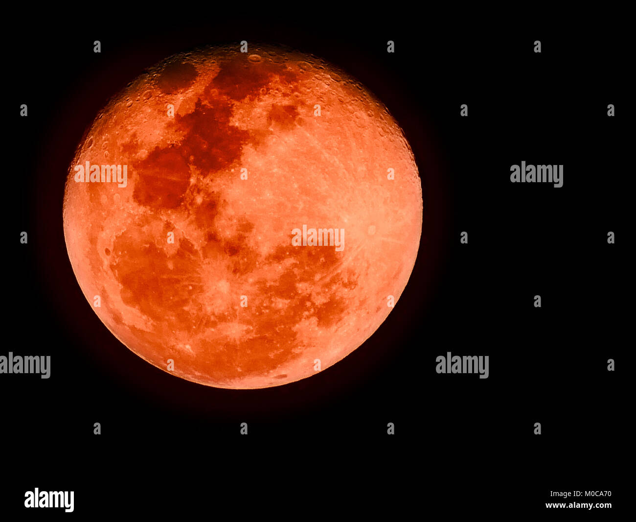 Bloodmoon or red moon,a natural phenomenon, on dark sky Stock Photo - Alamy