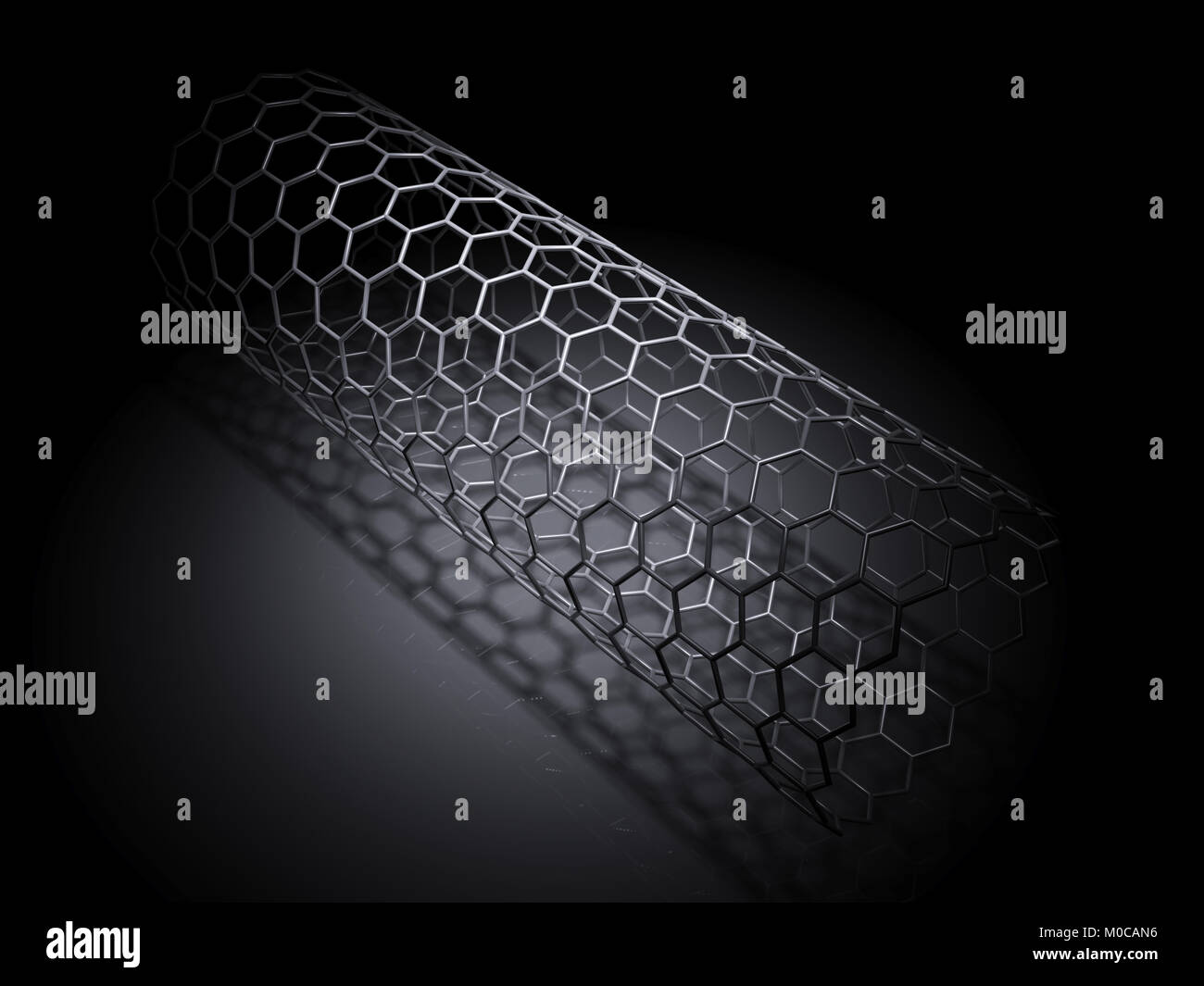 Tube of hexagonal lattice on black background. 3d render Stock Photo ...