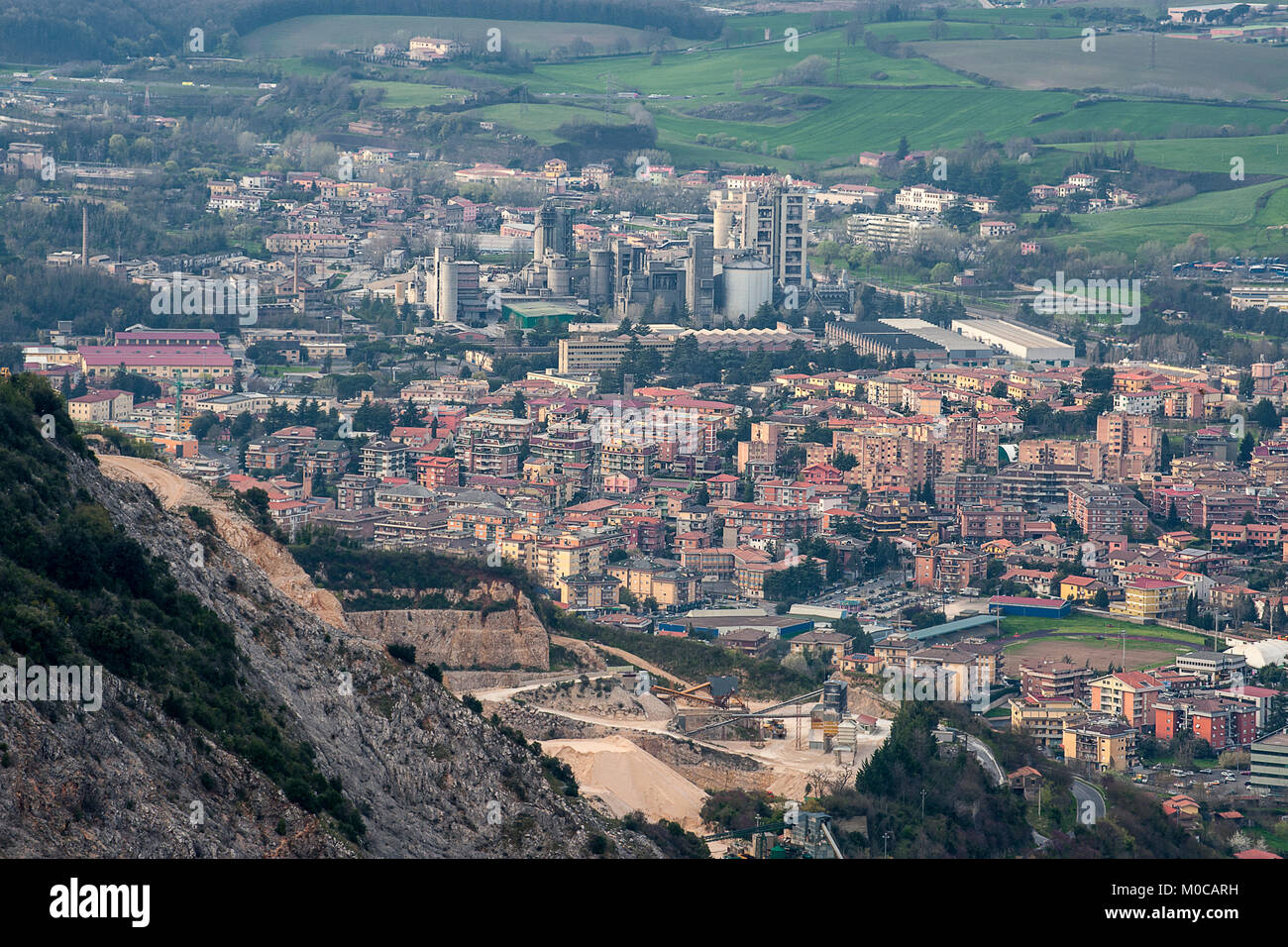 Aerial view of Colleferro, one of the most polluted cities in Italy ...