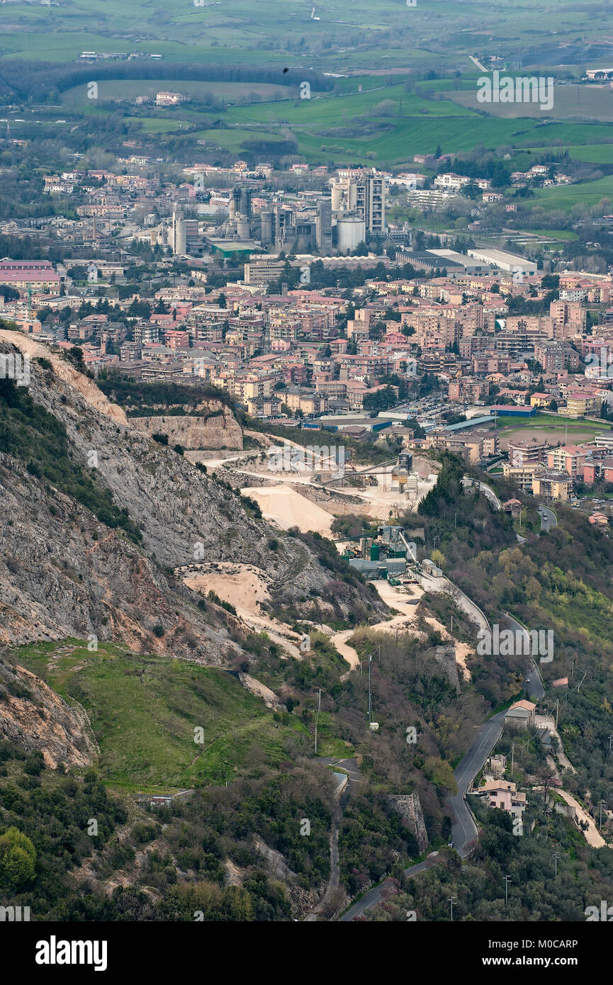 Aerial view of Colleferro, one of the most polluted cities in Italy ...