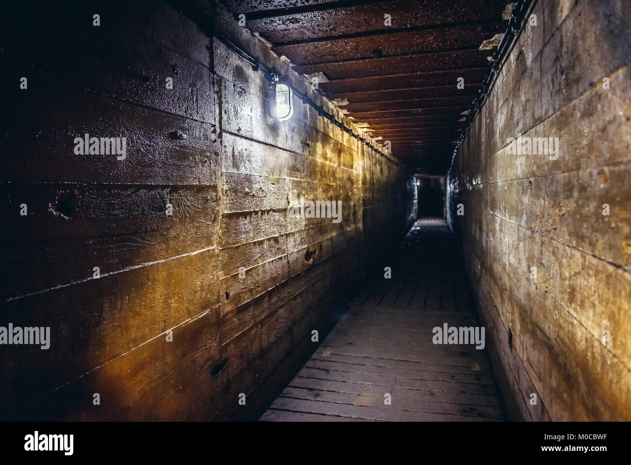 Corridor in bunker in Museum City of Brigid in Mamerki bunker complex ...