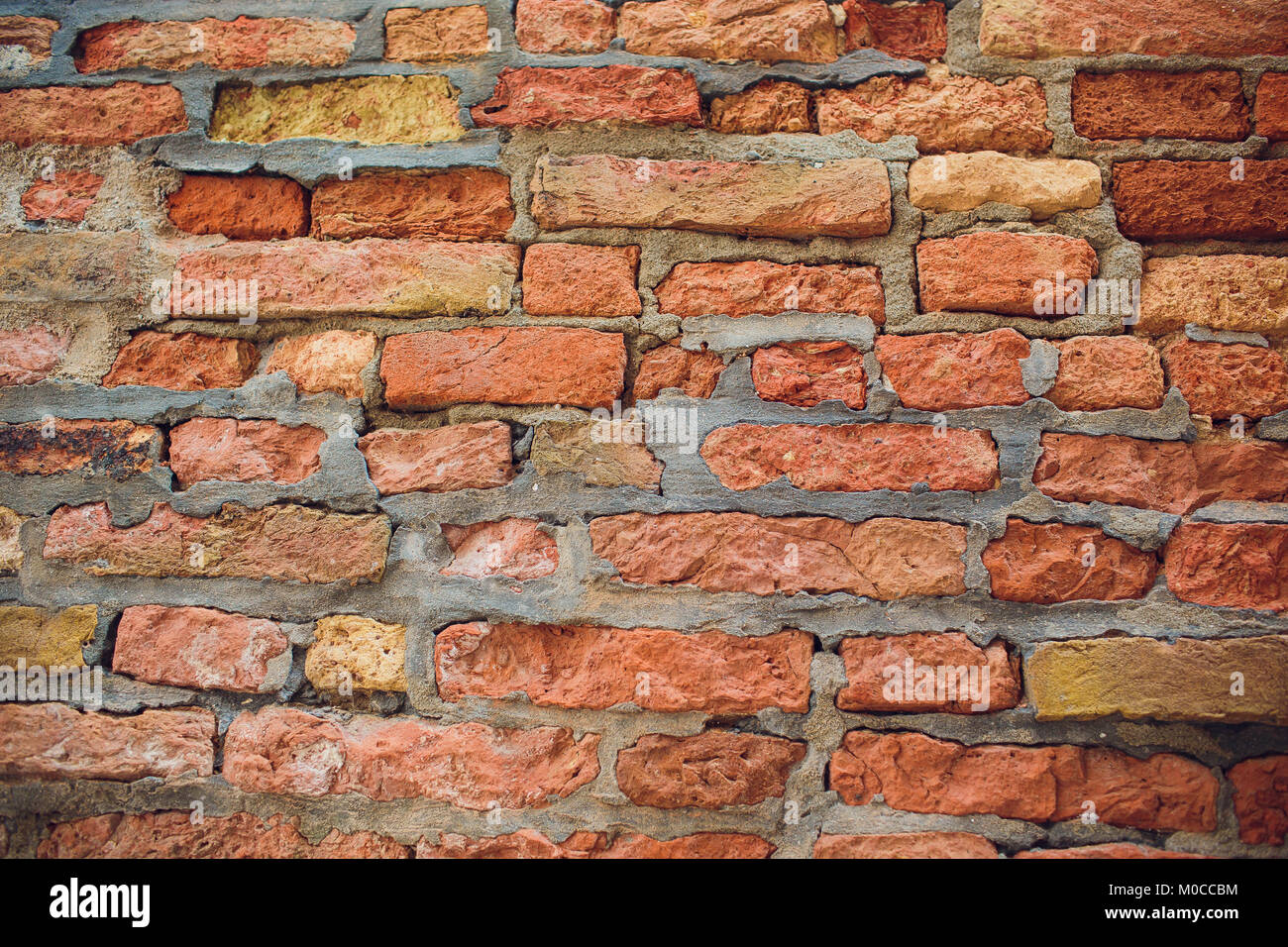 red brick wall in vintage style, brickwork background Stock Photo - Alamy